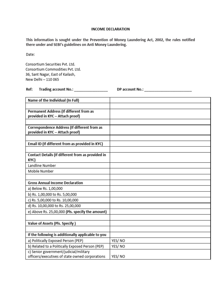 Income Declaration | PDF
