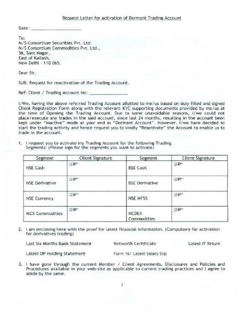 Dormant Activation Letter | PDF