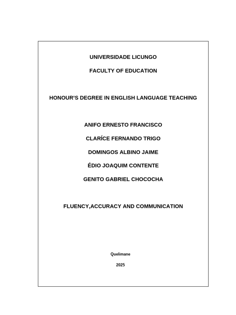 Didactics of English ll Assigment-2nd group | PDF | Fluency | Second Language