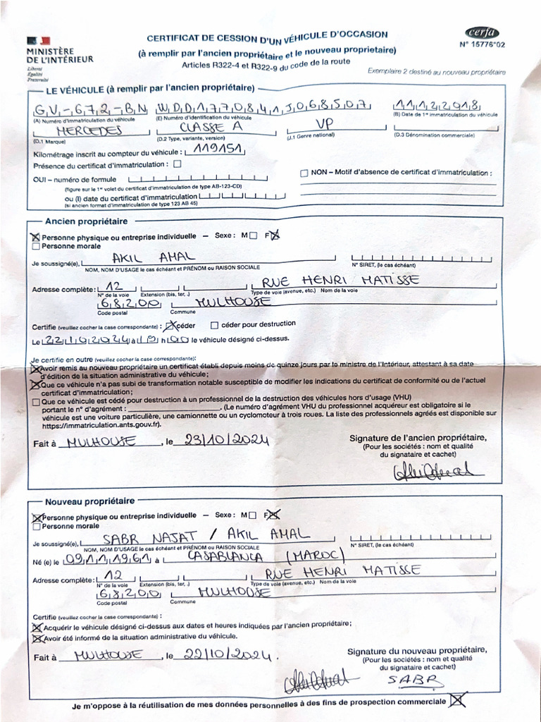 Certificat De Cession Allemand