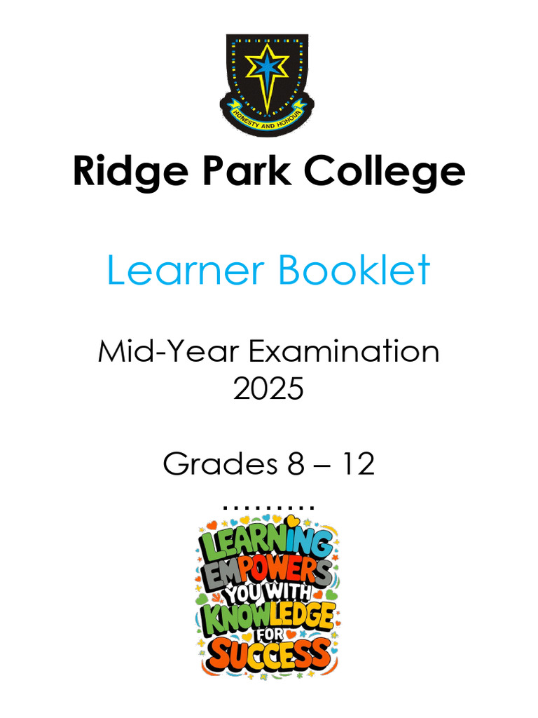 Ridge Park College: Learner Booklet | PDF