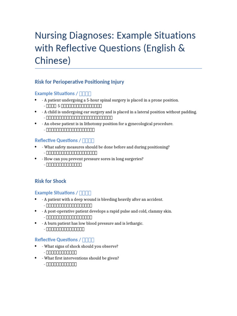 Nursing Diagnoses Examples and Reflections | PDF