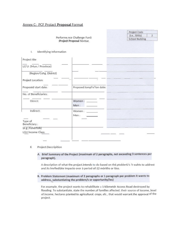 Annex C-PCF Project Proposal Format | PDF | Economies