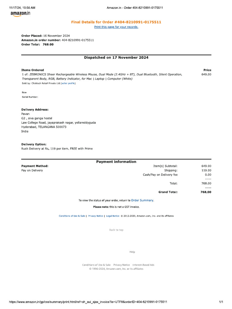 Print Slip Mouse Purchase | PDF