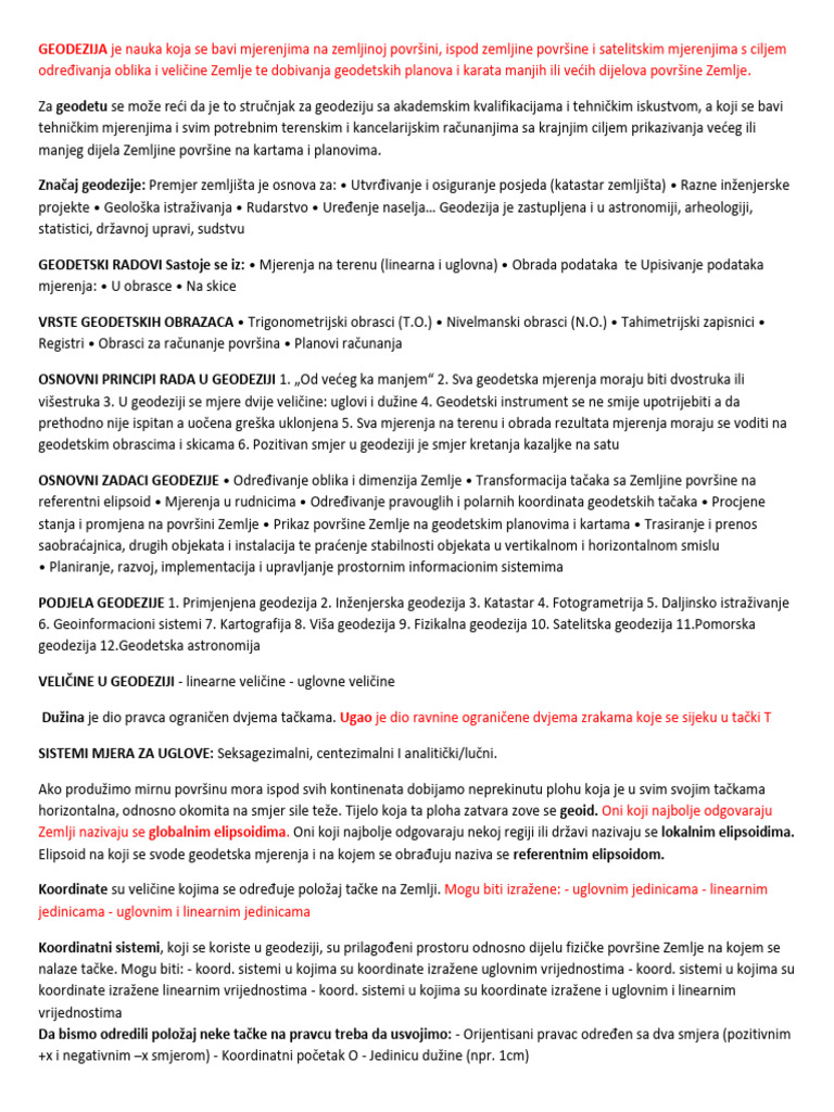 Geodezija Prva Parcijala | PDF