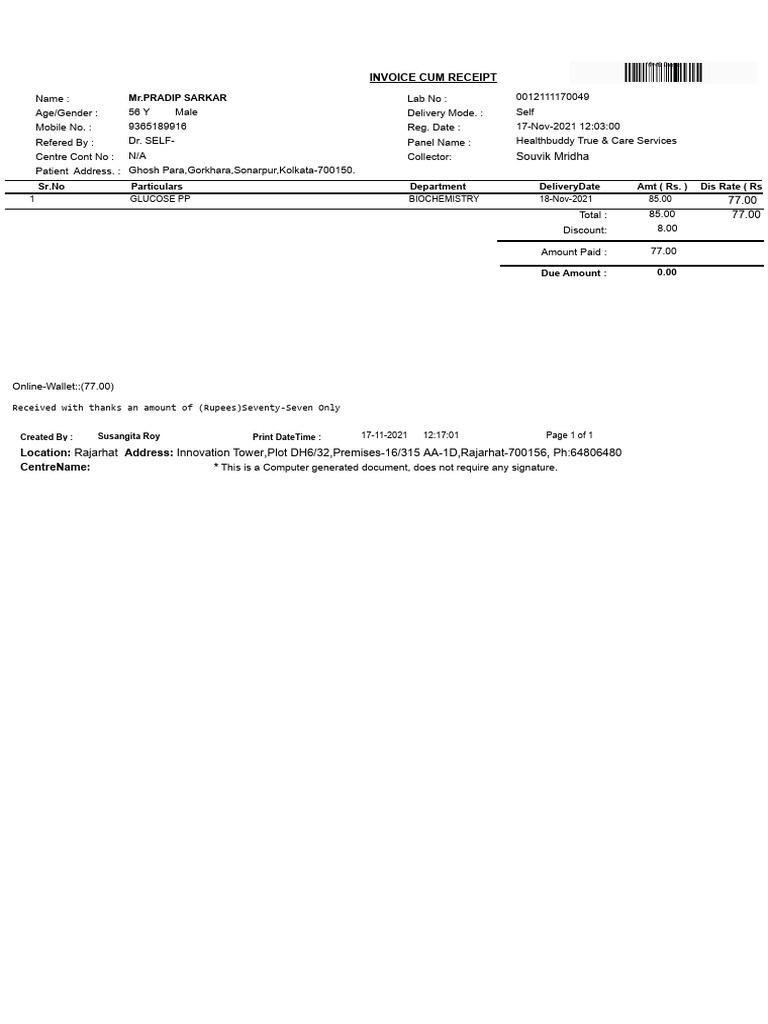 Souvik Mridha: Invoice Cum Receipt | PDF