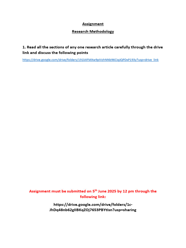Research Methodology Assignment 2024 - 2025 | PDF