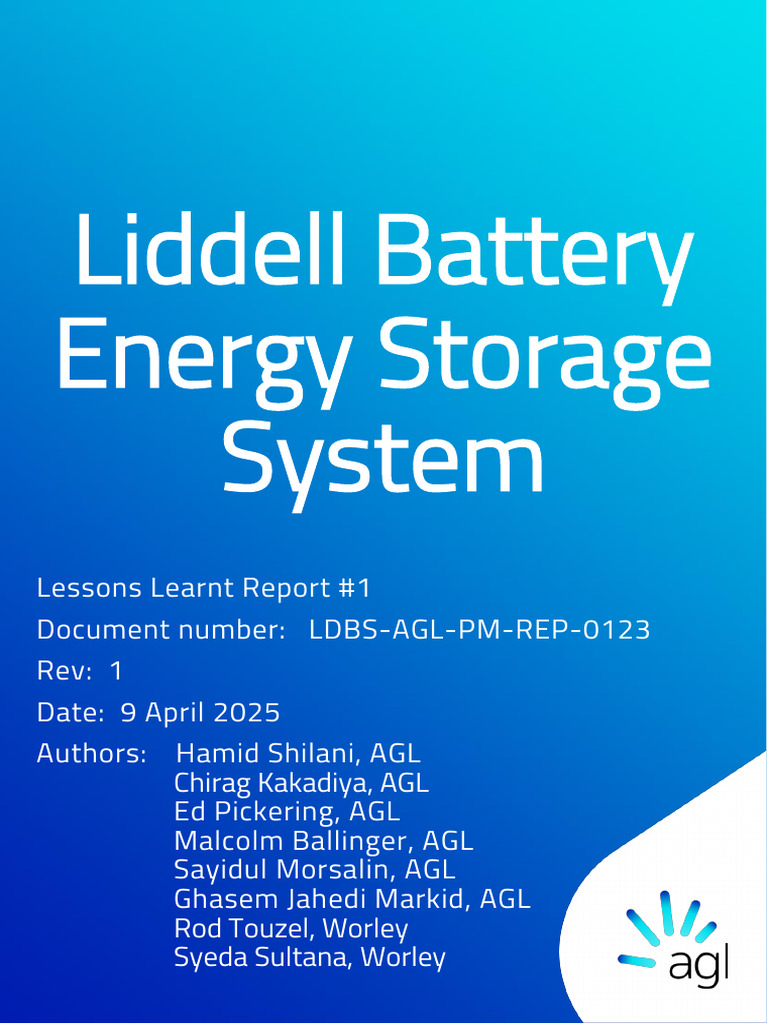 AGL Energy - Liddell Large Scale Battery Lessons Learnt Report 1 | PDF ...