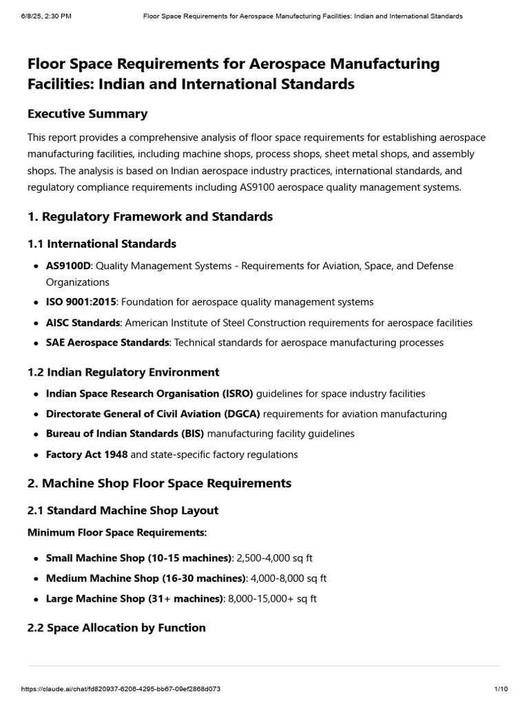 Aerospace Manufacturing Floor Space Guide | PDF | Aerospace ...