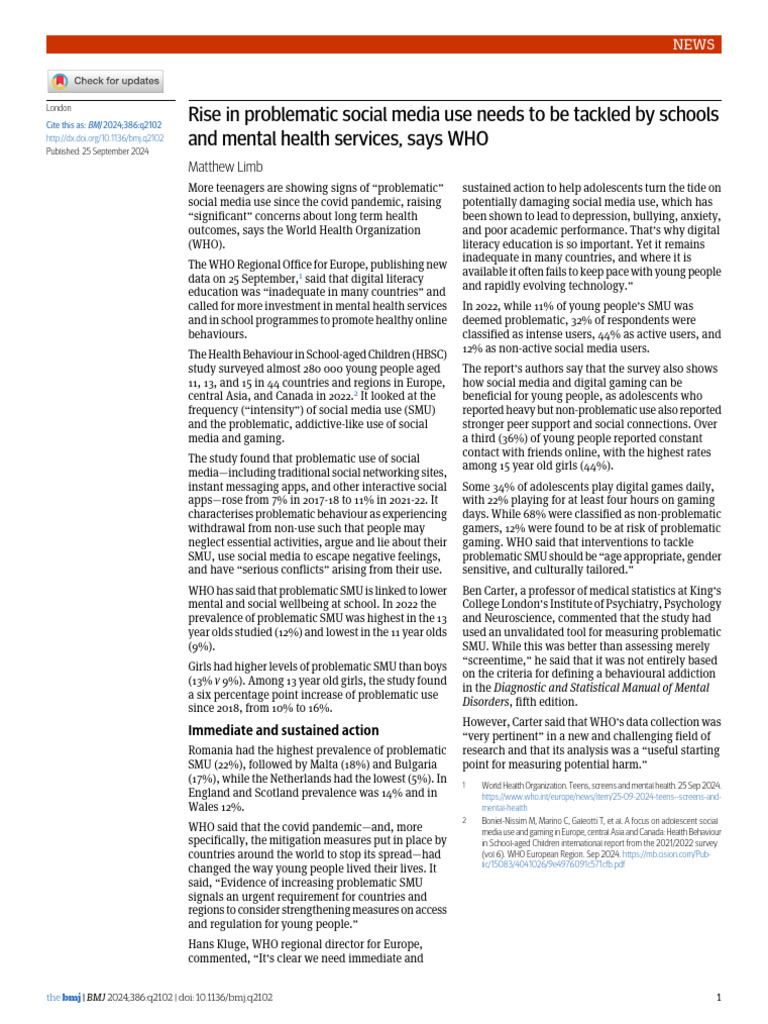 Rise in Problematic Social Media Use Needs To Be Tackled by Schools and ...