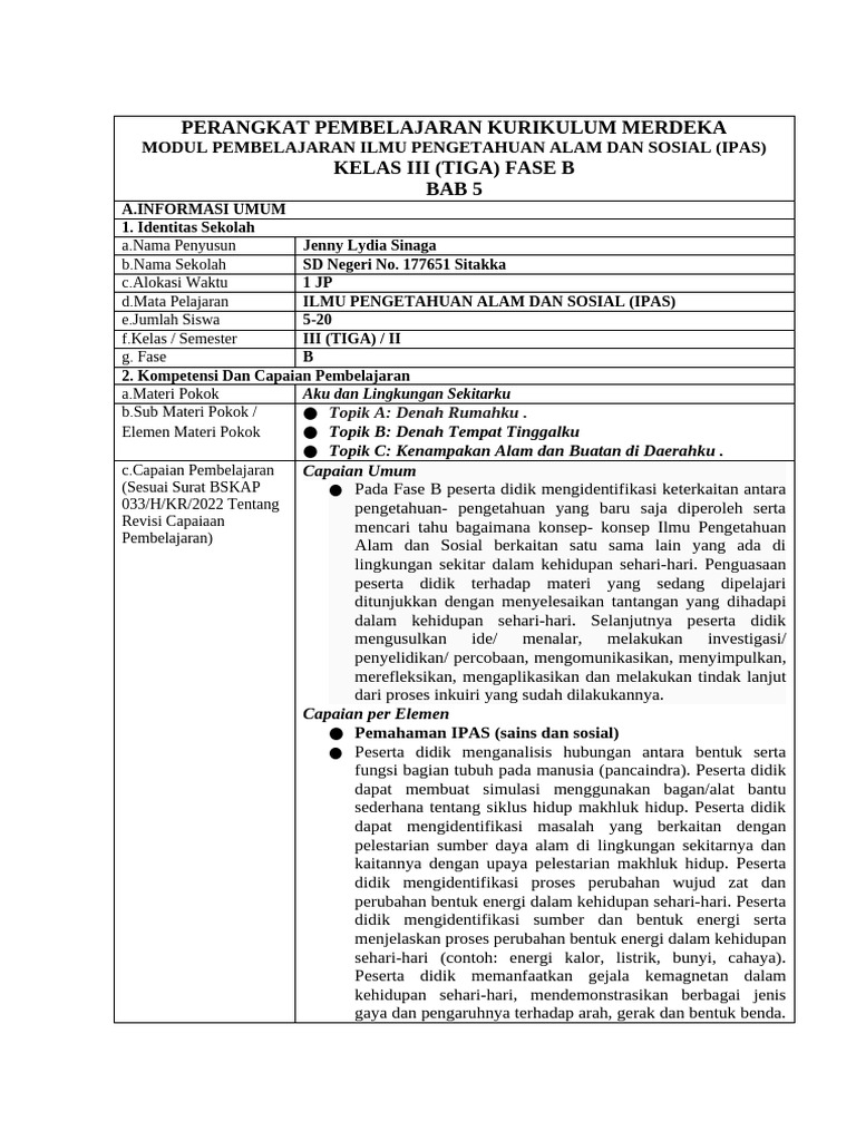 Modul Ajar IPAS Kelas 3 SD | PDF
