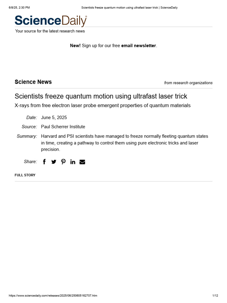 Scientists Freeze Quantum Motion Using Ultrafast Laser Trick ...