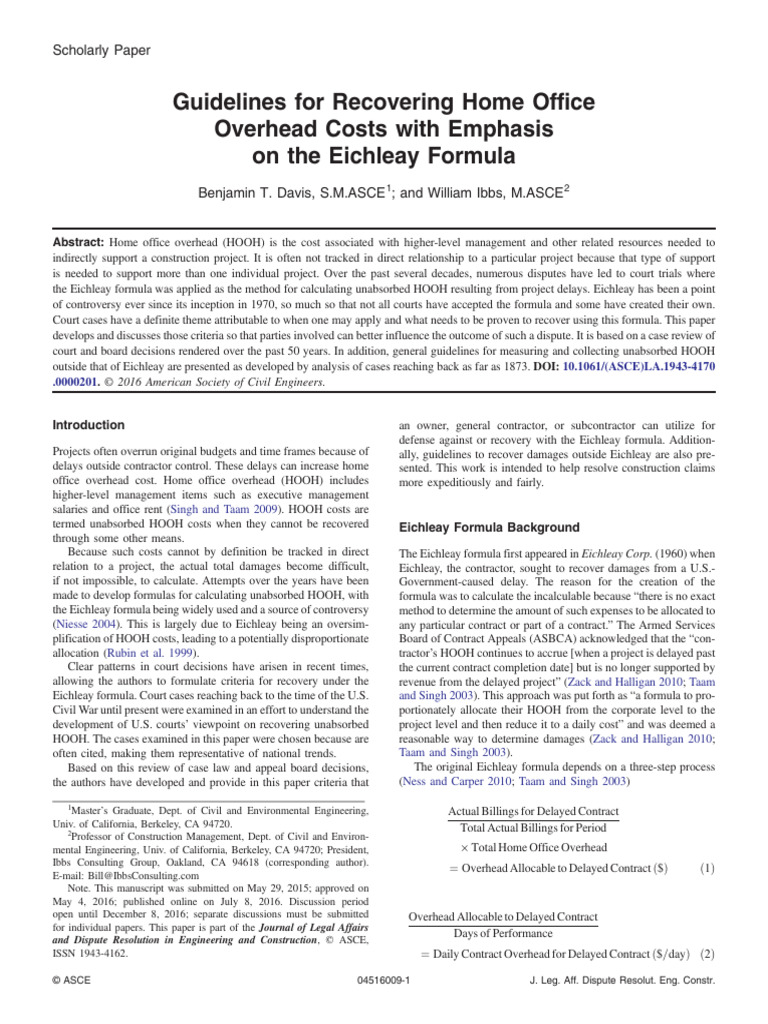 Guidelines For Recovering Home Office Overhead Costs With Emphasis On ...