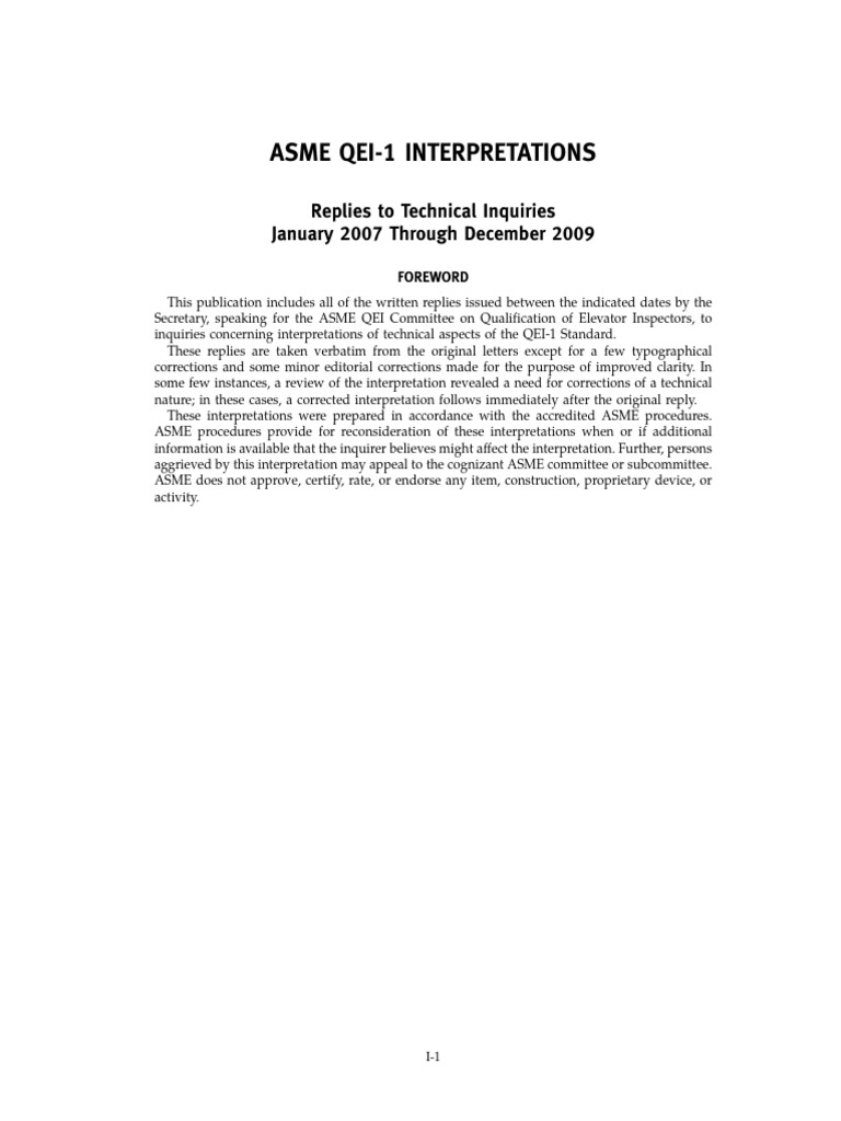 Asme Qei 1 Interpretations 2009 | PDF | Language Interpretation