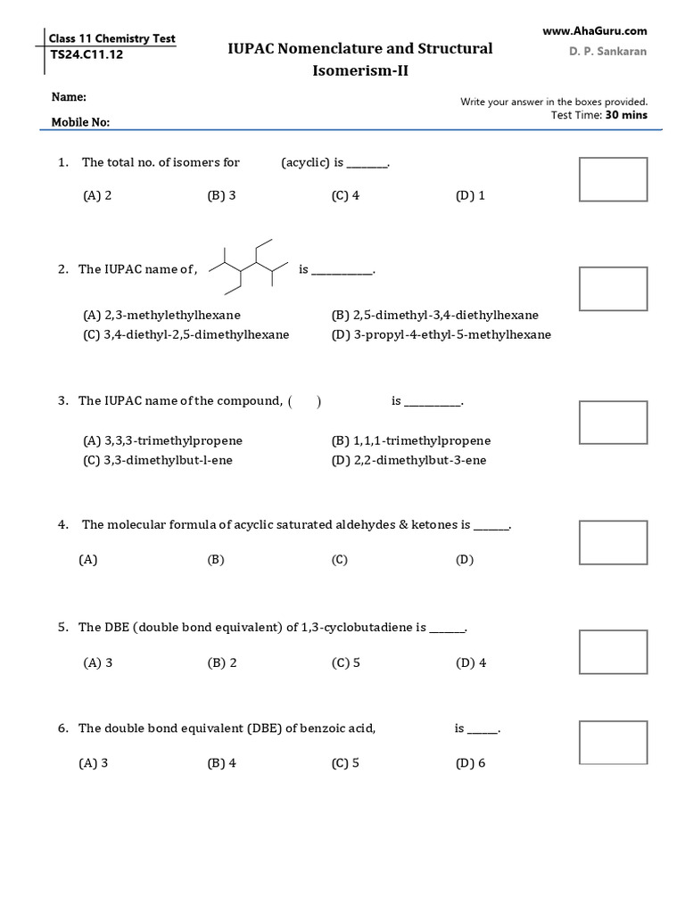 TS24.C11.12 IUPAC Nomenclature and Structural Isomerism-II | PDF | Ketone | Chemistry