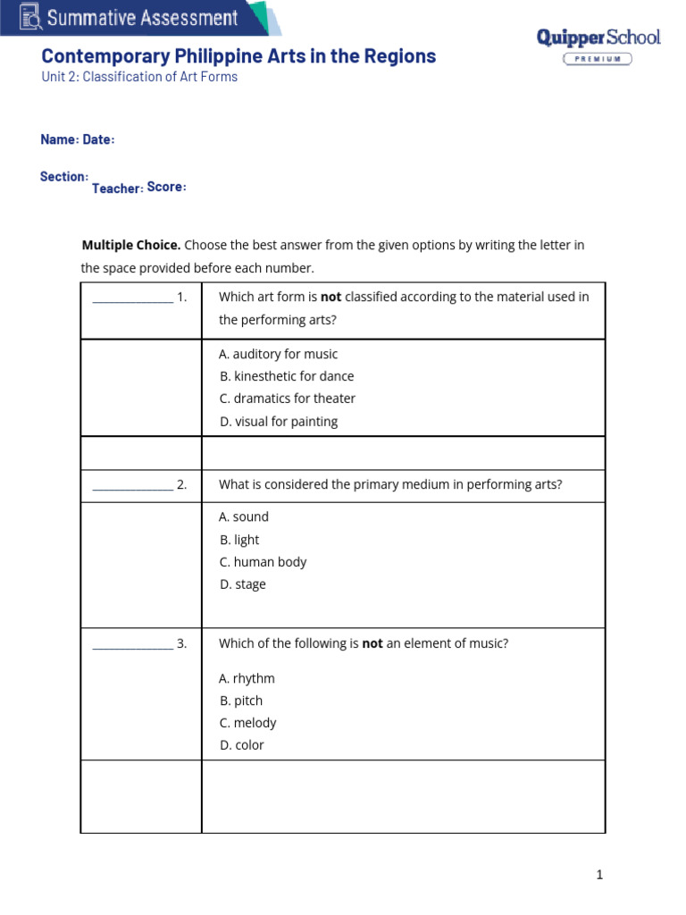 CPAR 11 - 12 Q3 02 Classification of Art Forms SA | PDF | Paintings