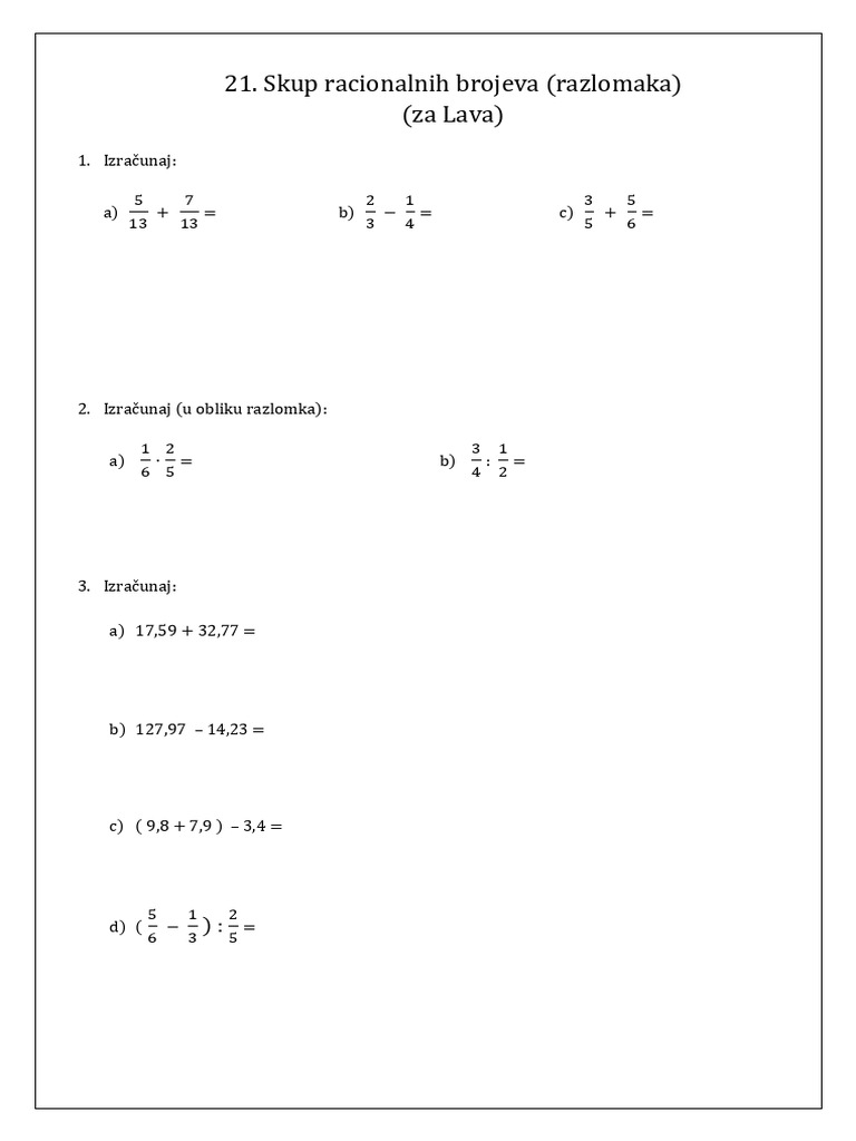Skup Racionalnih Brojeva (Razlomaka) (Za Lava) | PDF