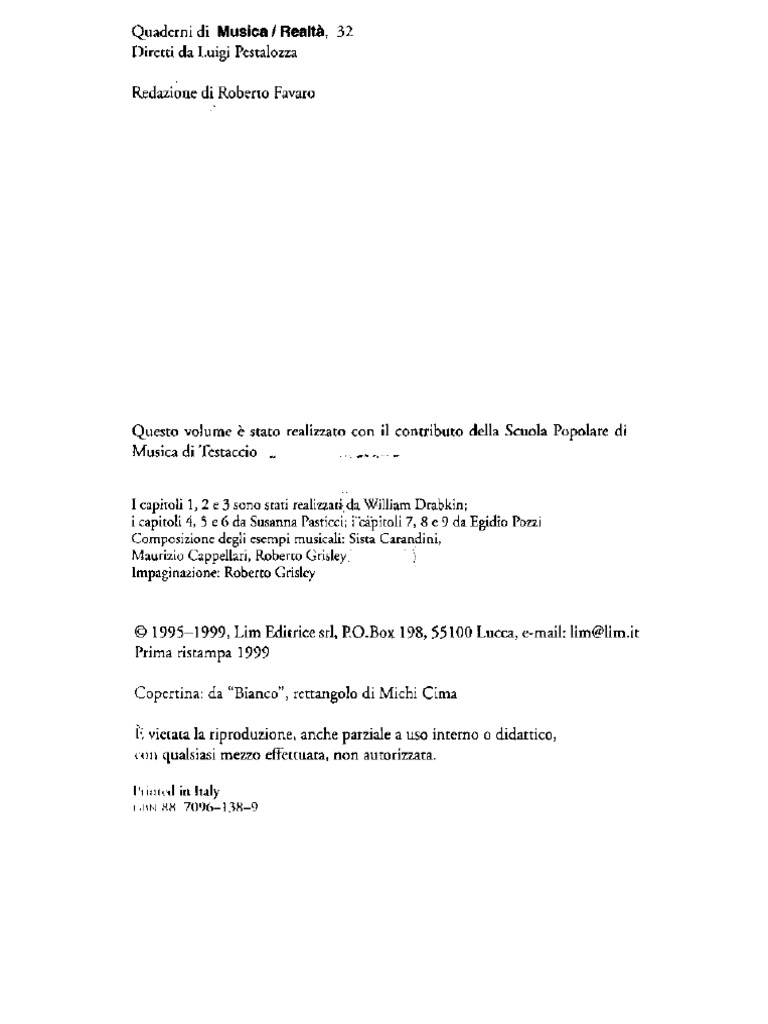 Drabkin Pasticci Pozzi Analisi Schenkeriana | PDF