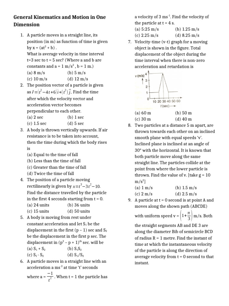 General Kinematics and Motion in One Dimension | PDF | Acceleration | Kinematics
