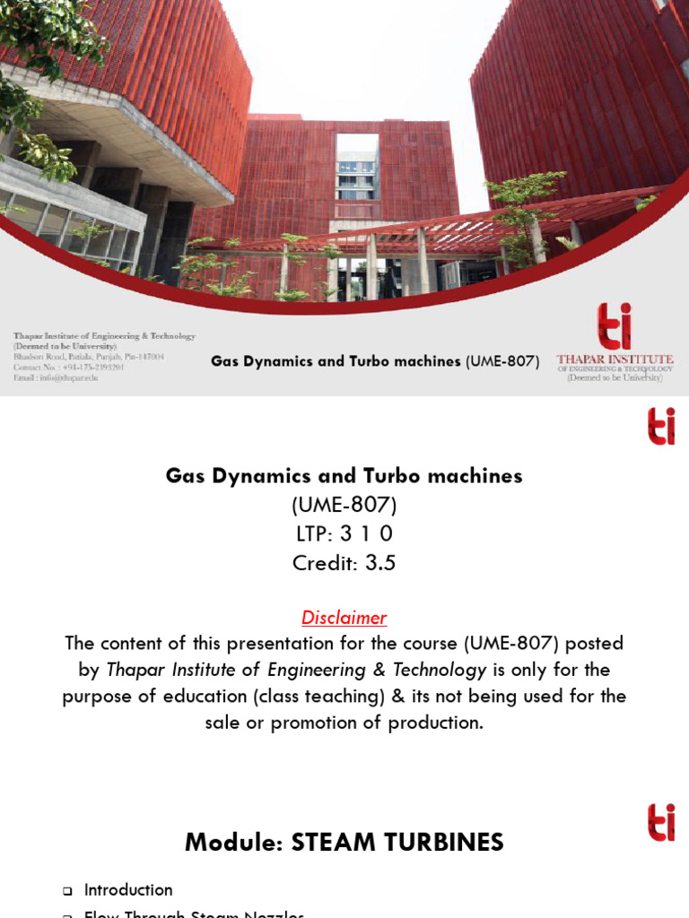 PPT1 Steam Turbines Updated | PDF | Turbine | Nozzle