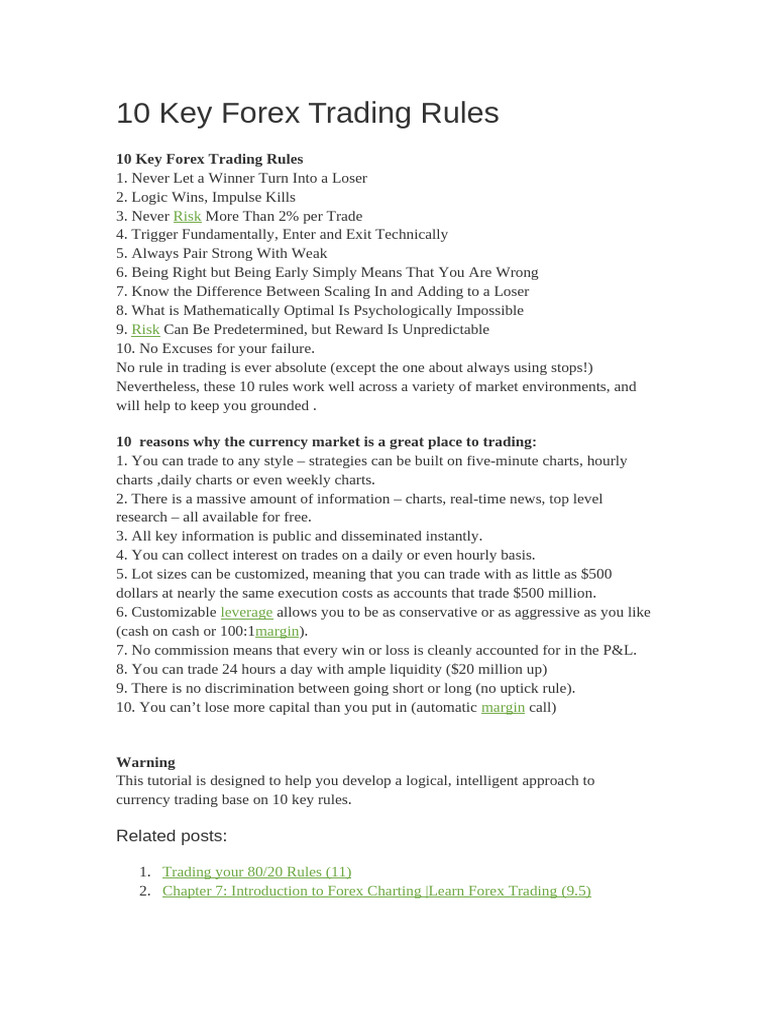 10 Key Forex Trading Rules | PDF