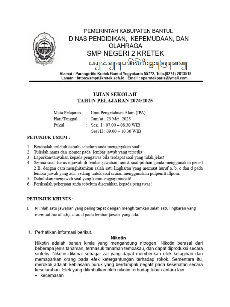 Soal Usek Ipa 2025 New | PDF