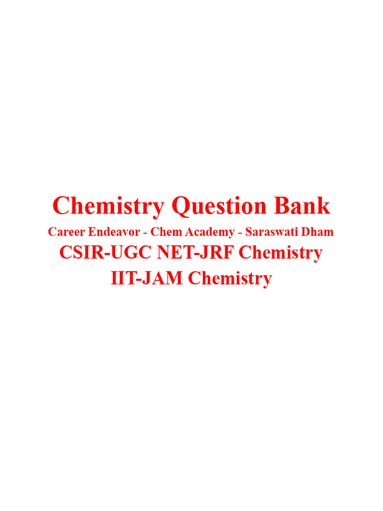 Career Endeavor Inorganic Chemistry Question Bank | PDF