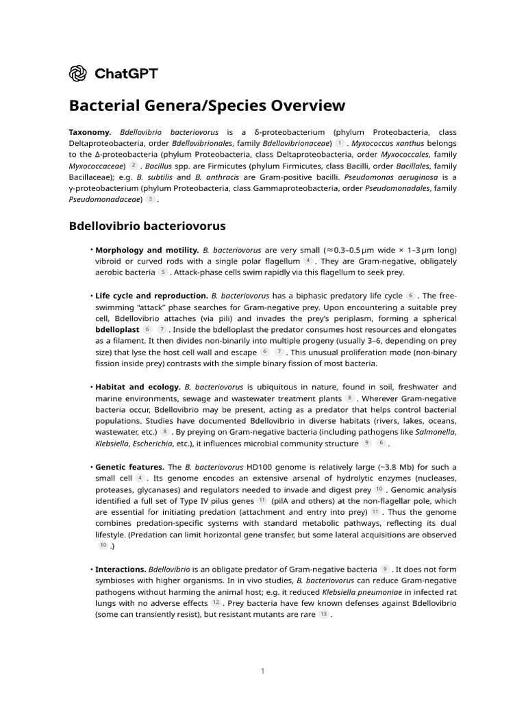 Overview of Bdellovibrio Bacteriovorus | PDF | Pseudomonas Aeruginosa ...