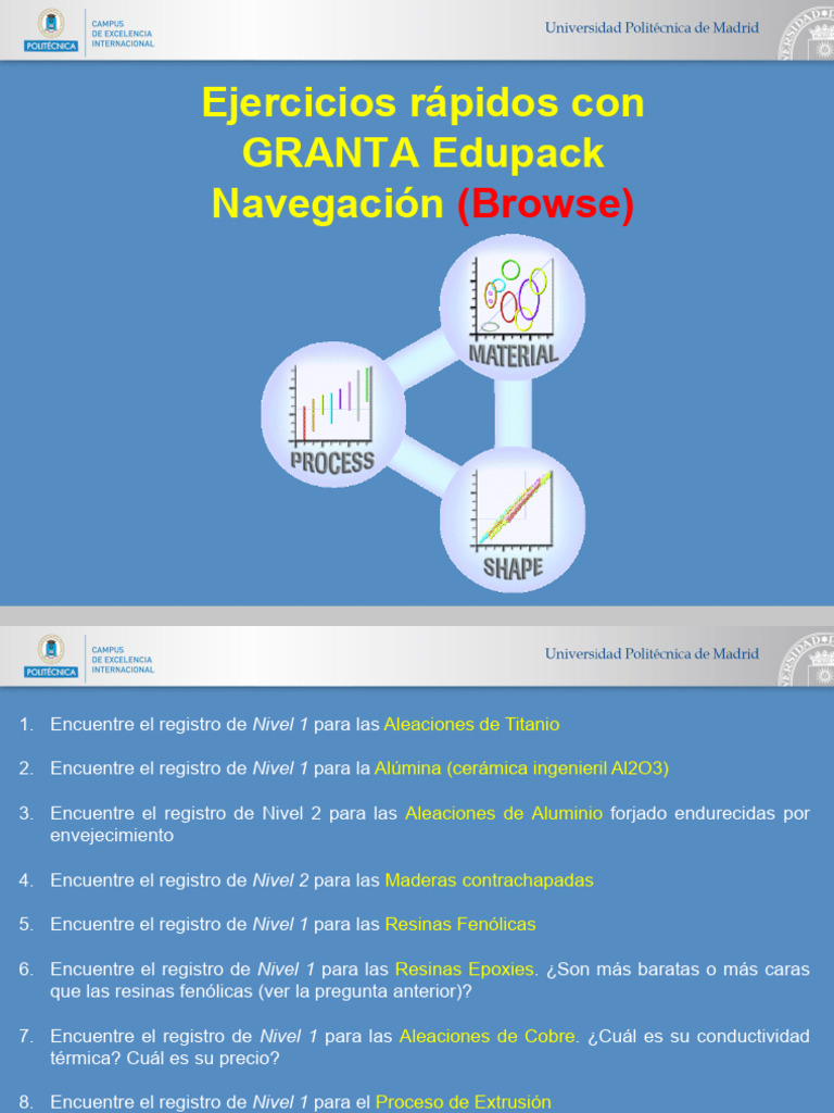 Ejercicios Rã¡pidos Con GRANTA Edupack | PDF | El módulo de Young ...
