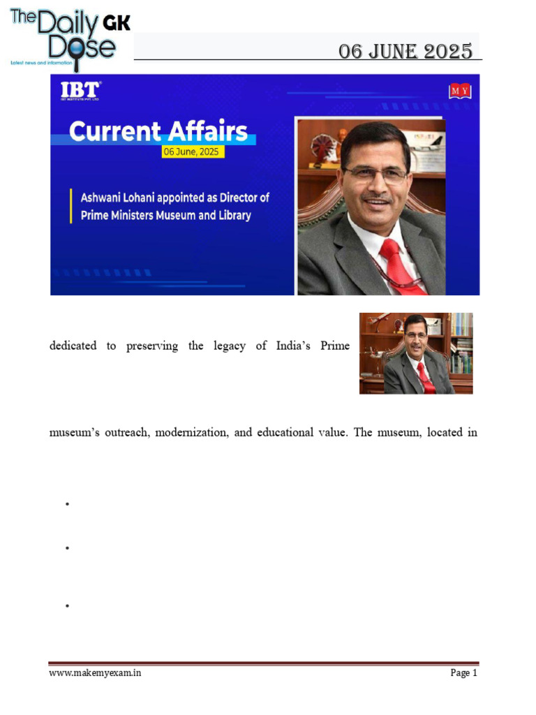 Current Affairs English 06 June 2025 | PDF