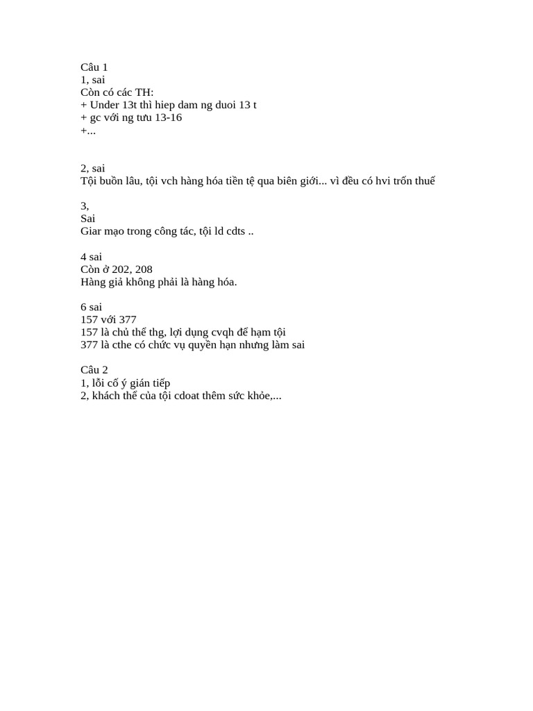 Chữa Đề Hình Sự (Bài Ktra) | PDF