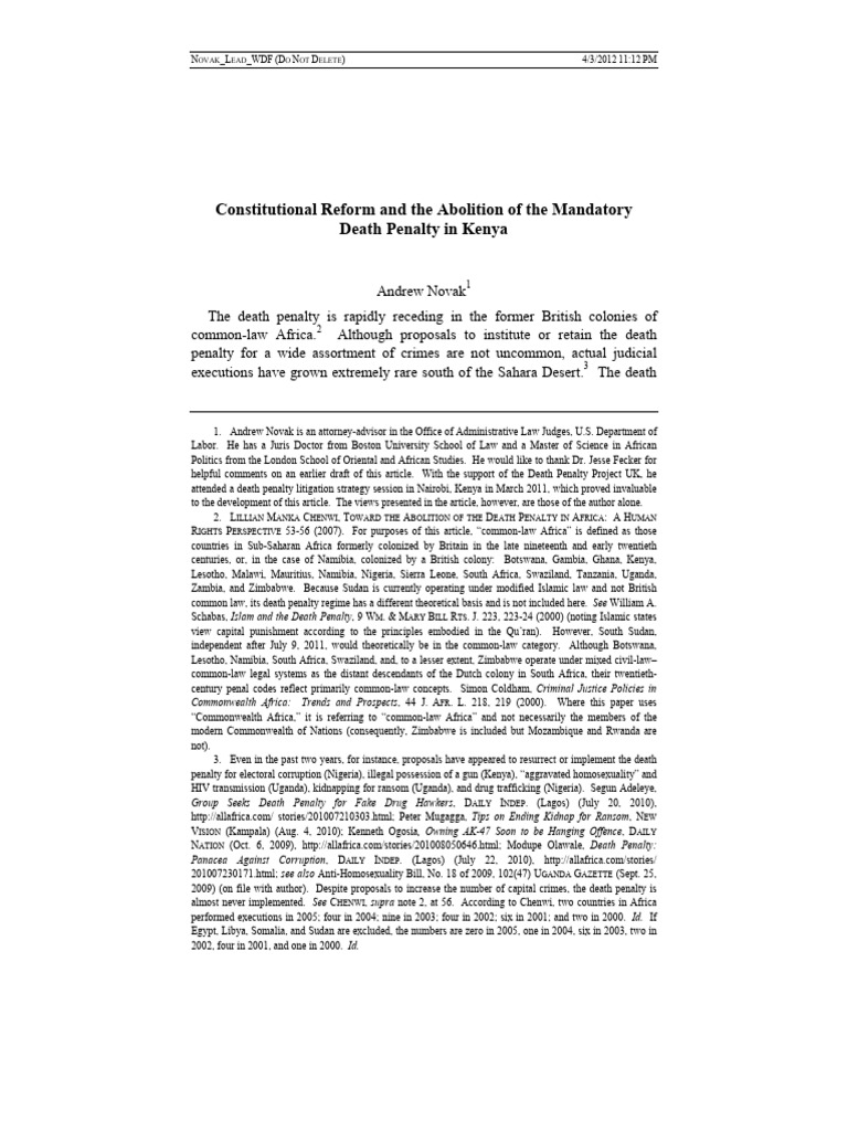 Constitutional Reform and The Abolition | PDF | Eighth Amendment To The ...