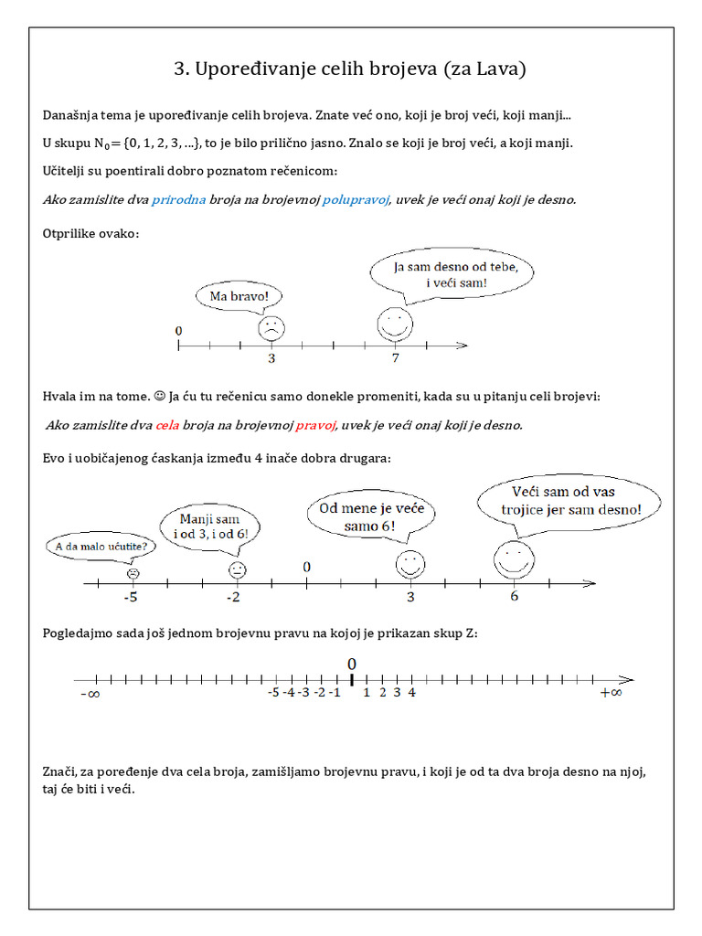 Upoređivanje Celih Brojeva | PDF