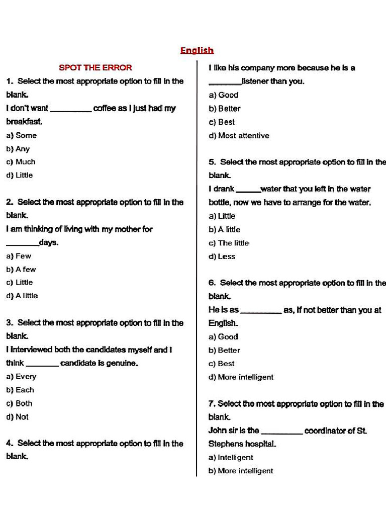 SSC CGL 2024 English Practice Set-10 | PDF