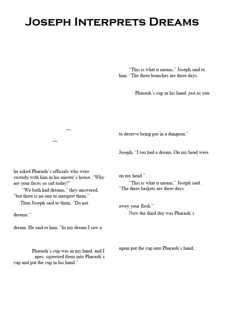 Lesson 20 Joseph Interprets A Dream | PDF | Old Testament Books