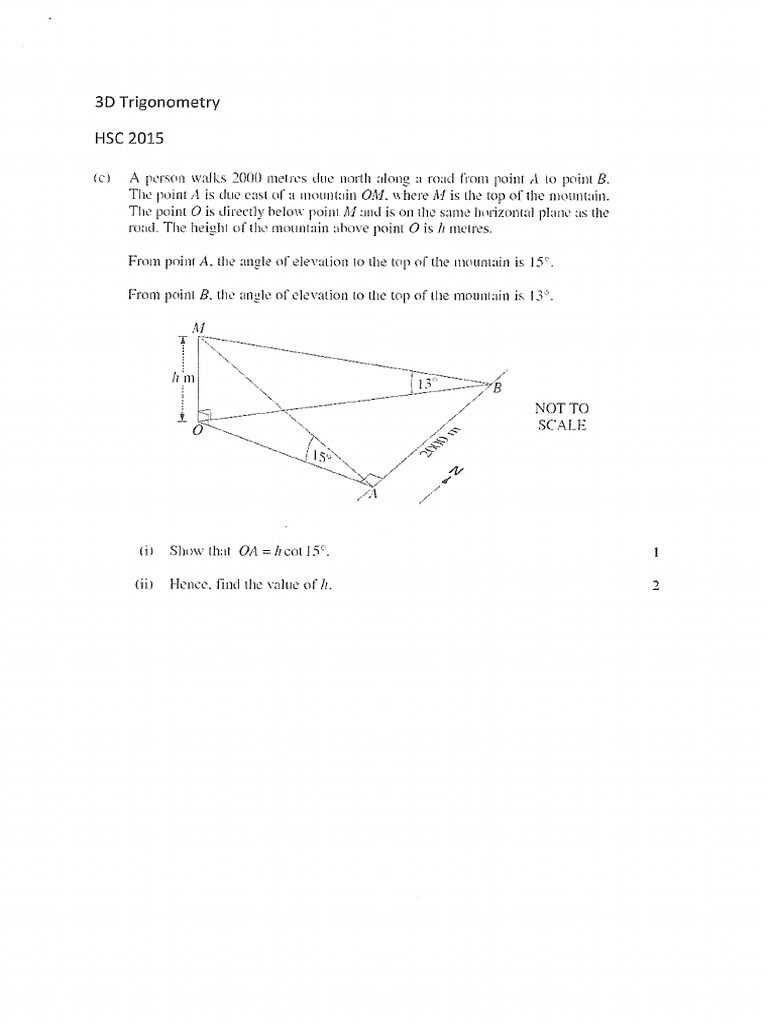 3D Trig HSC Questions | PDF