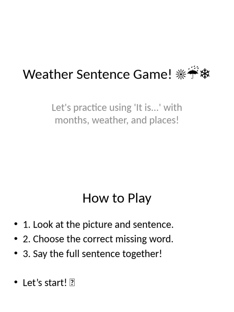 Weather Sentence Game | PDF