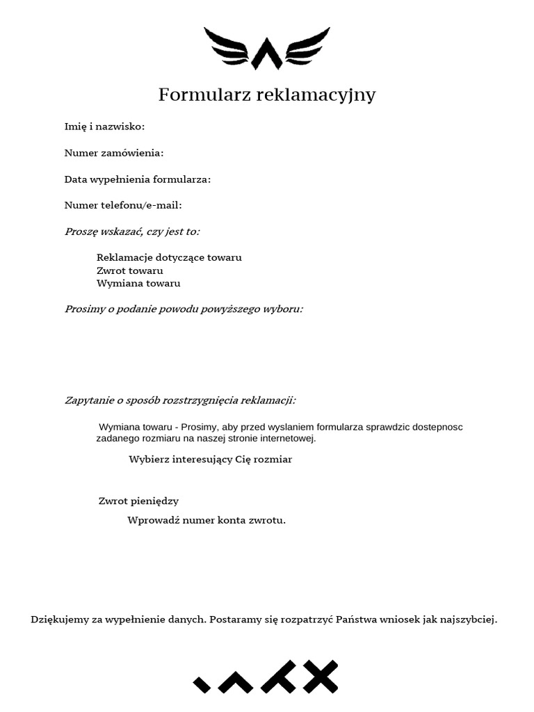 Formularz Reklamacyjny PL FINAL | PDF