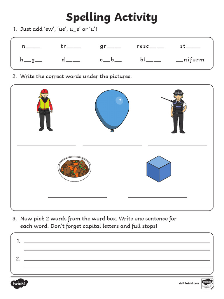 T L 4289 Ew Ue Ue or U Spelling Activity Ver 1 | PDF
