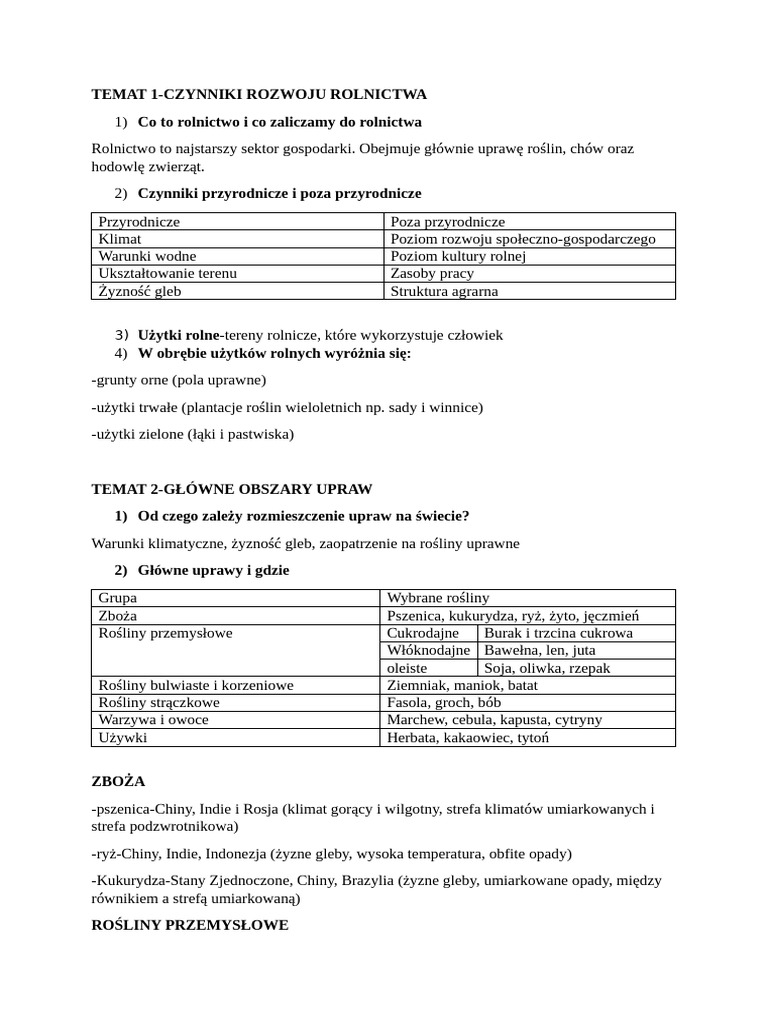 Co To Rolnictwo I Co Zaliczamy Do Rolnictwa | PDF