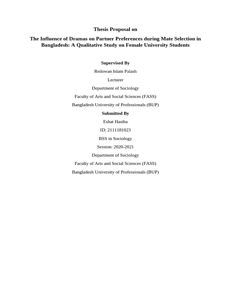 Dramas' Impact on Partner Preferences in Bangladesh | PDF | Romance ...