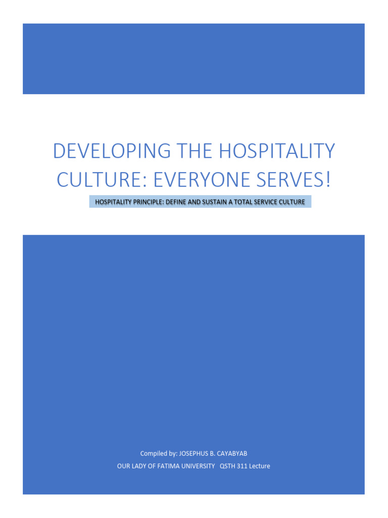QSTH+Week+08+-+Developing+the+Hospitality+Culture+ 28lecture 29 | PDF ...