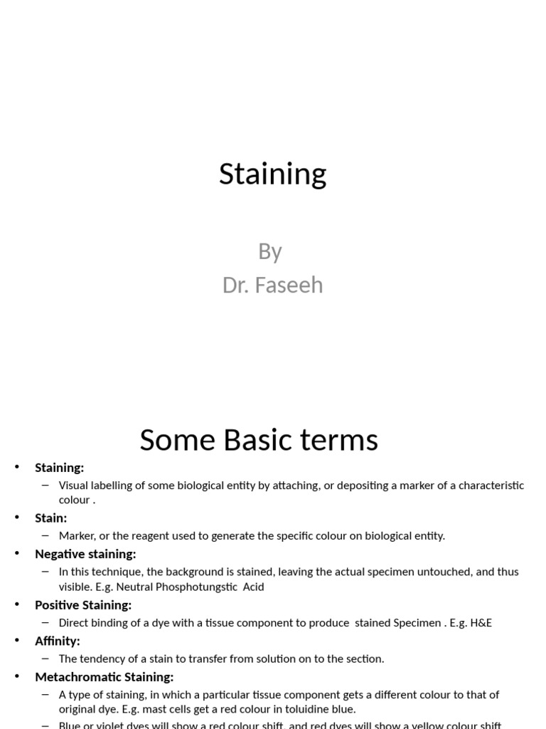 Histology Staining Techniques Explained | PDF | Staining | Histology