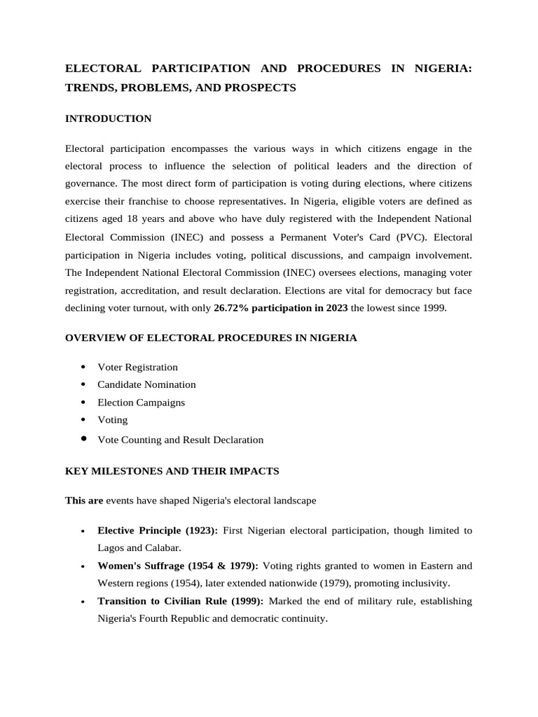 Nigeria's Electoral Participation Trends | PDF | Elections | Voter Turnout