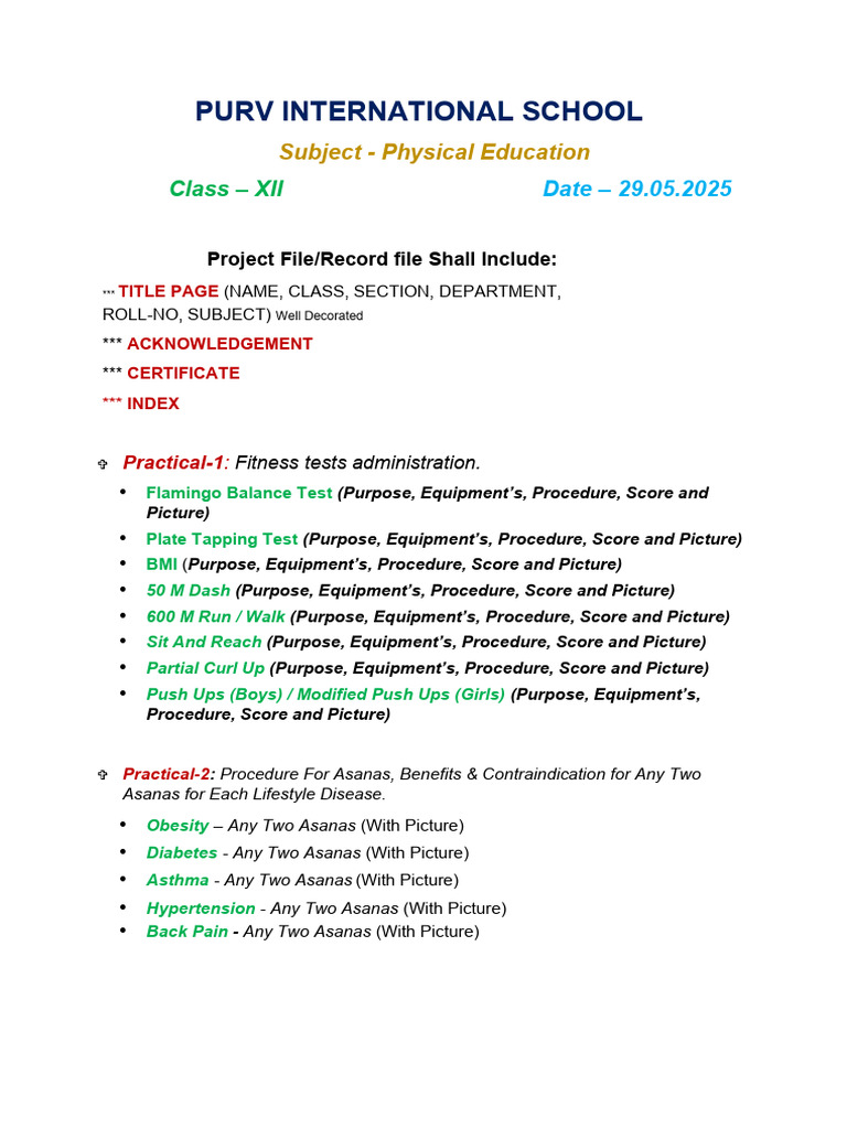 Class 12 Physical Education Project Guide | PDF
