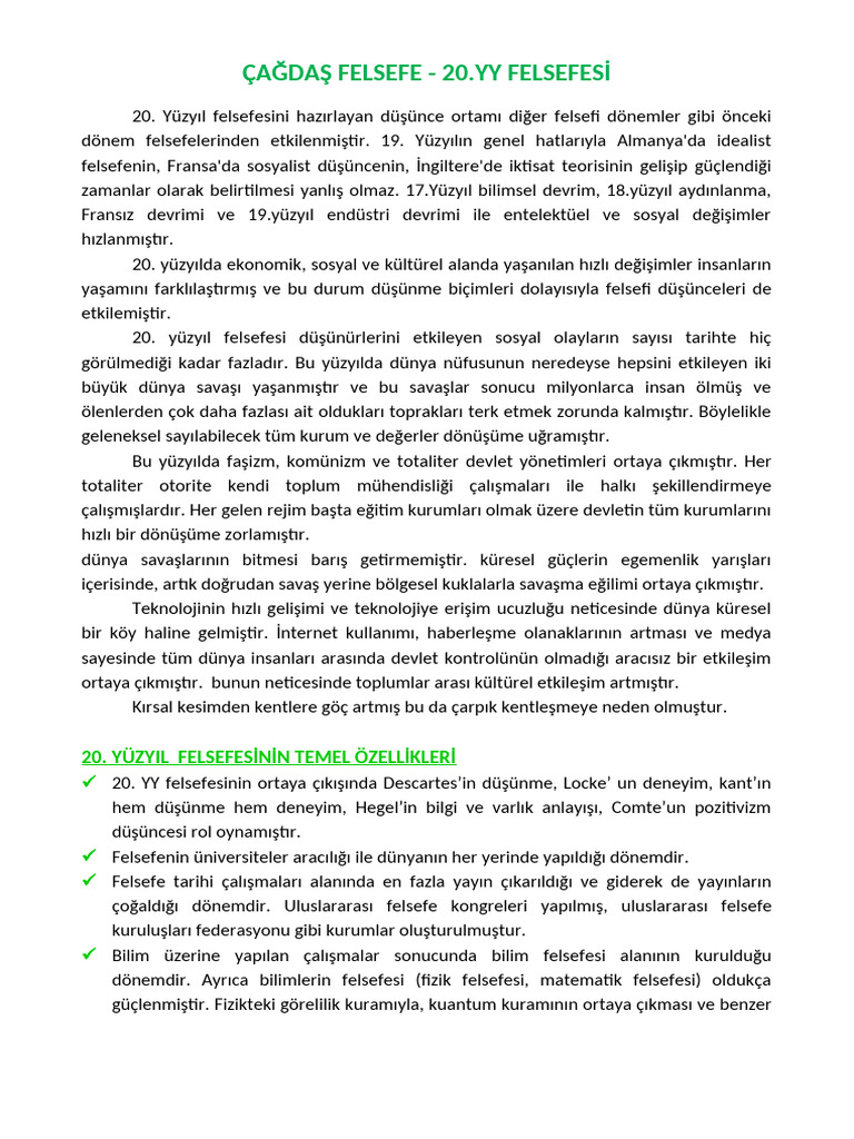 20.yüzyil Felsefesi̇ | PDF