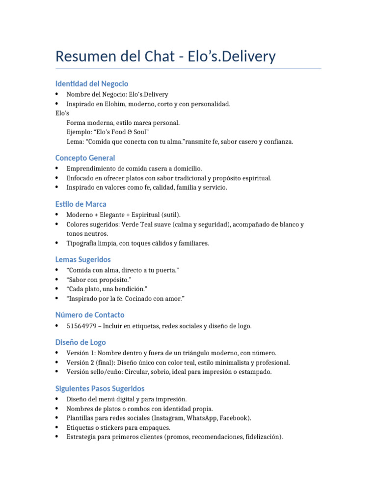 Resumen Elos Delivery | PDF