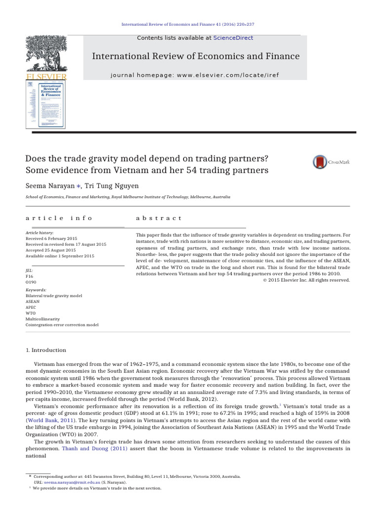Does The Trade Gravity Model Depend On Trading Partners - Some Evidence ...