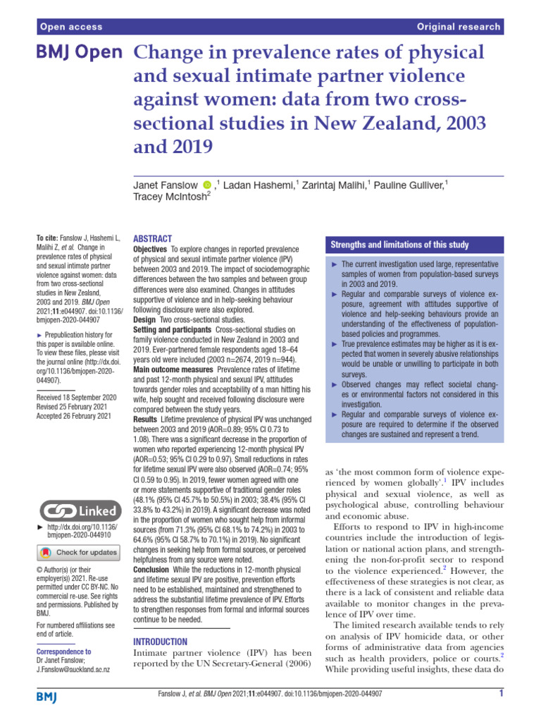 Article.2021.Change in Prevalence Rates of Intimate Partner Violence ...