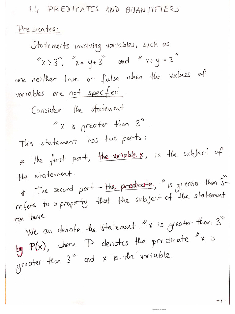 MATH2103 (2) Predicates and Quantifiers - AYI | PDF